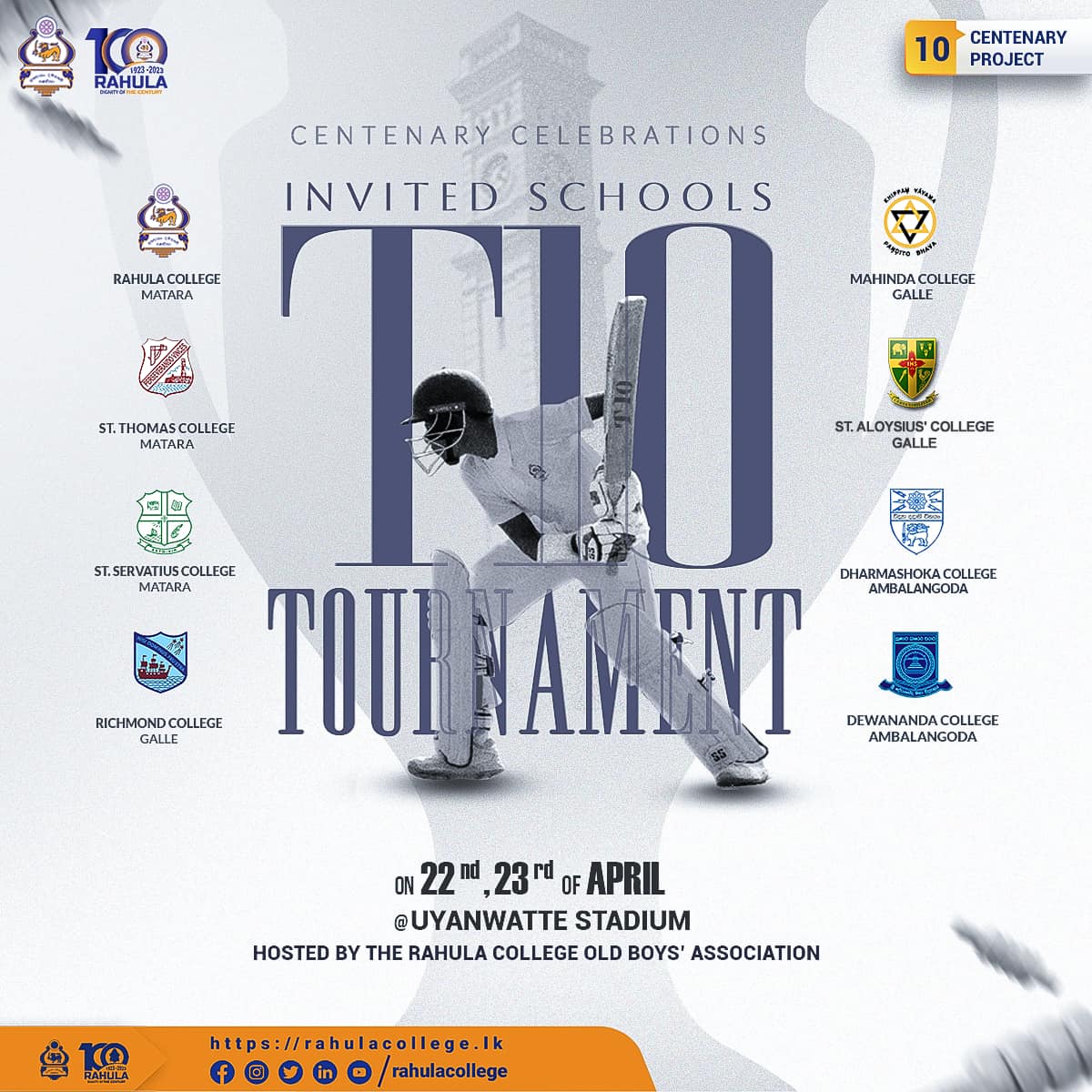 Centenary Celebrations T10 Tournament - Rahula College Centenary Celebrations T10 Tournament - Rahula College